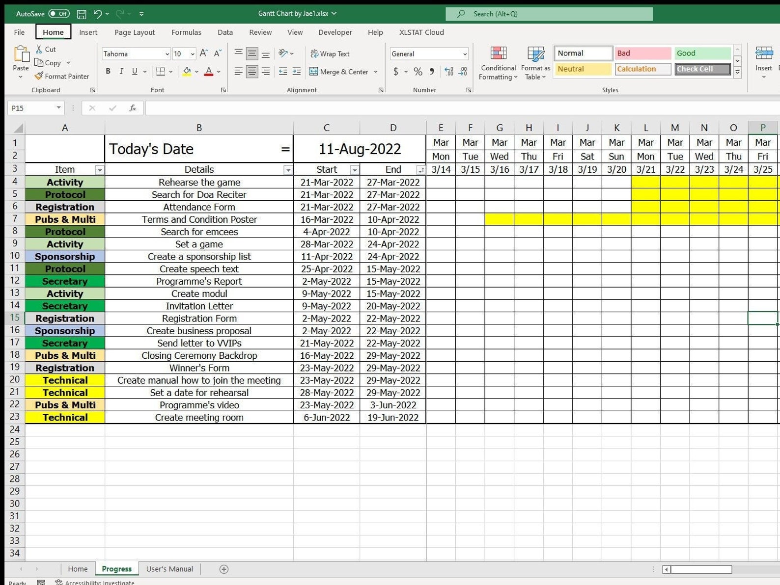 Ready to Use Gantt Chart Template - Good for Planning and Organising ...