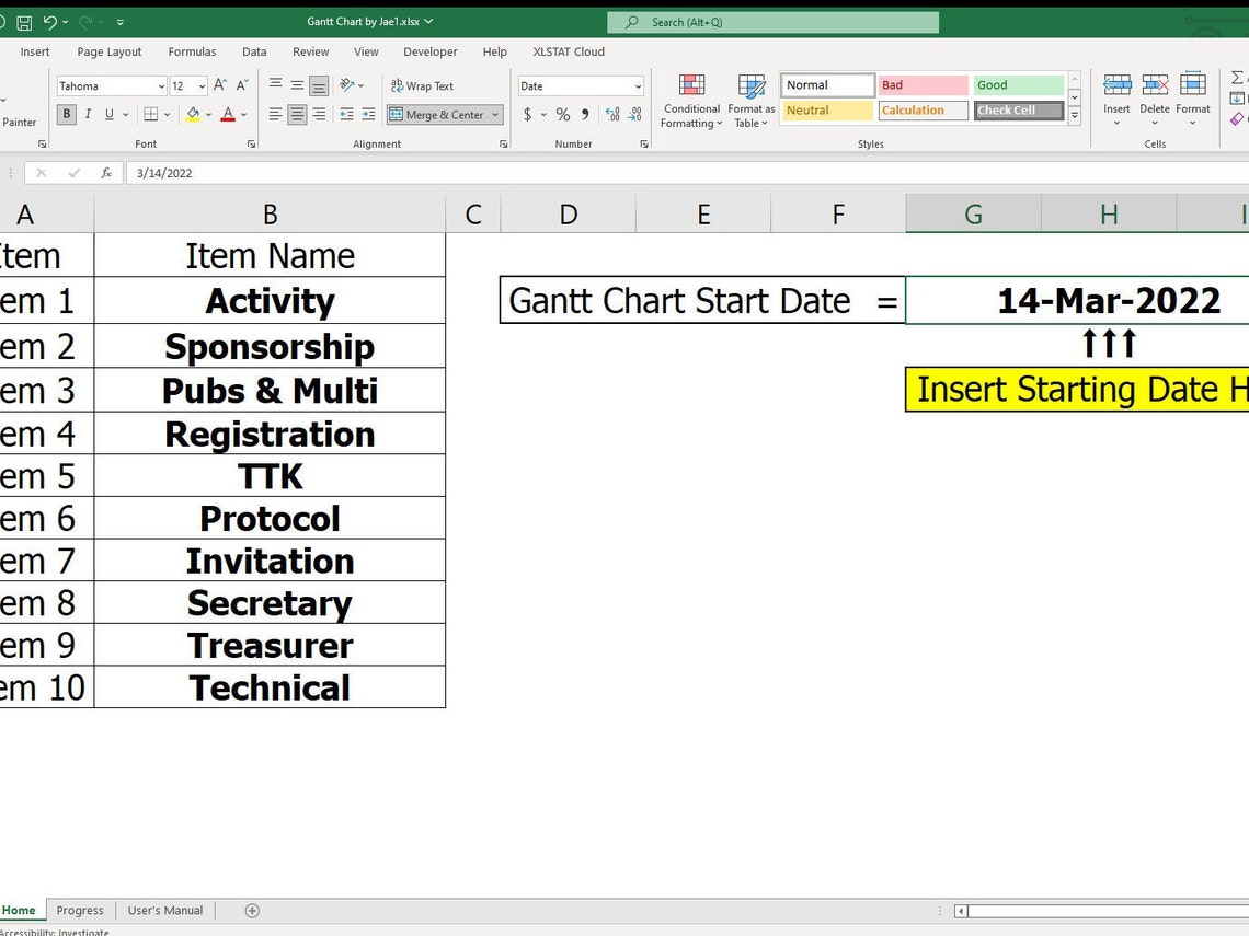 Ready to Use Gantt Chart Template - Good for Planning and Organising ...