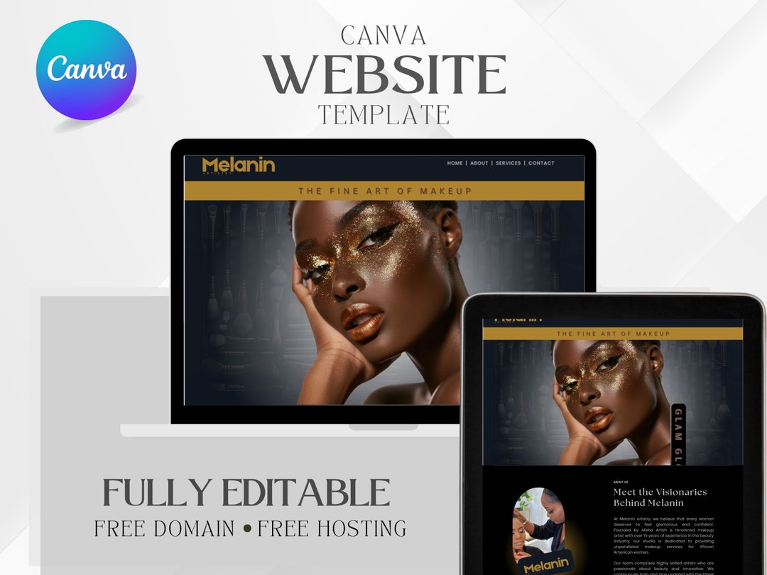 Canva Website Template | Canva Template | Makeup Artist Website ...