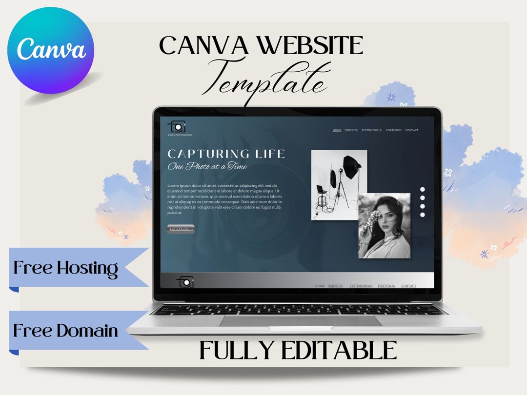 Canva Website Template | Canva Template | Photographer Website ...