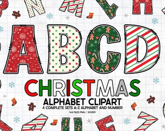Christmas Letters Clipart Alphabet Letters Svg Christmas - Etsy
