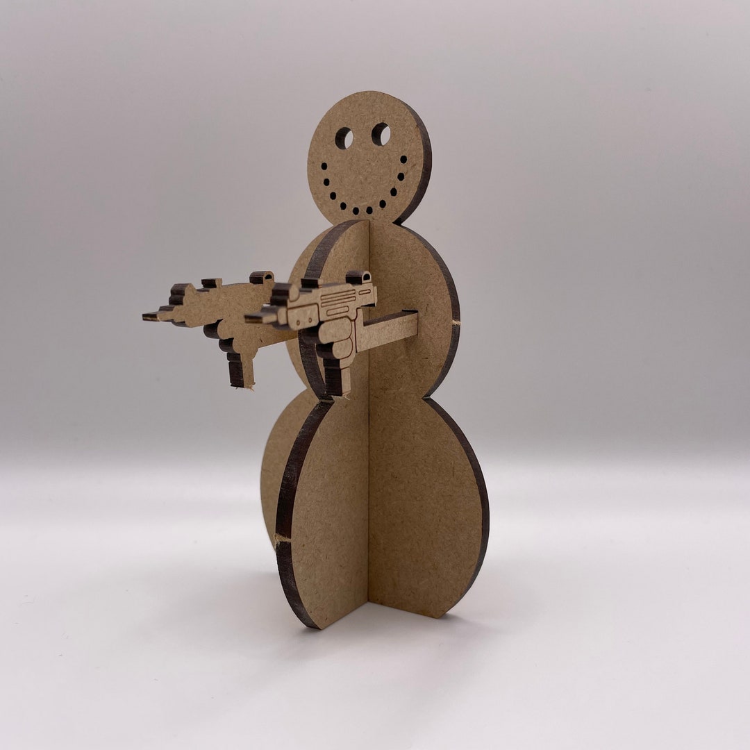Snowman Uzi Gangster Personalised 3D Christmas Card. DIY Pop up ...