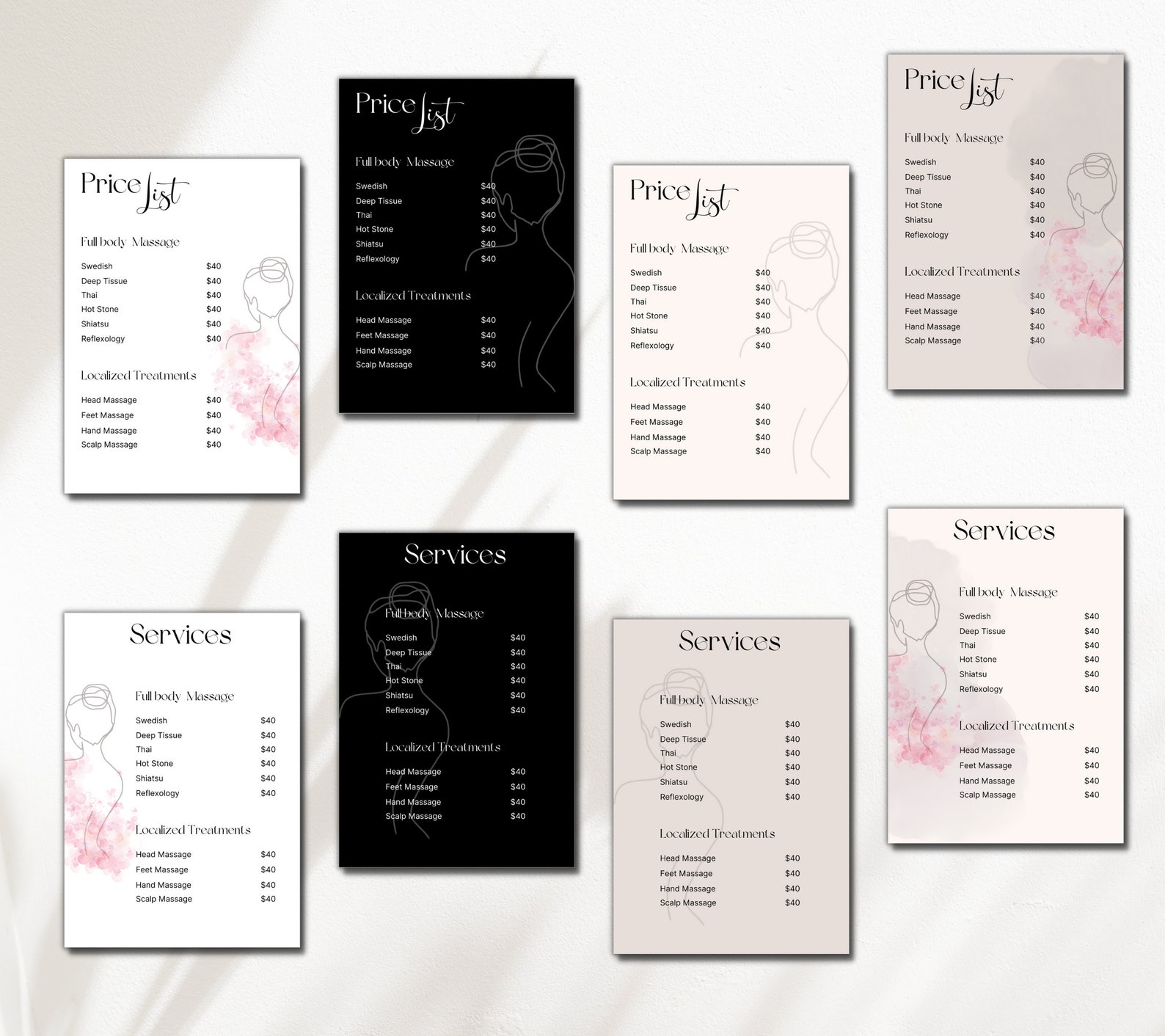 Massage Price List Templates Printable Pricing Guide - Etsy