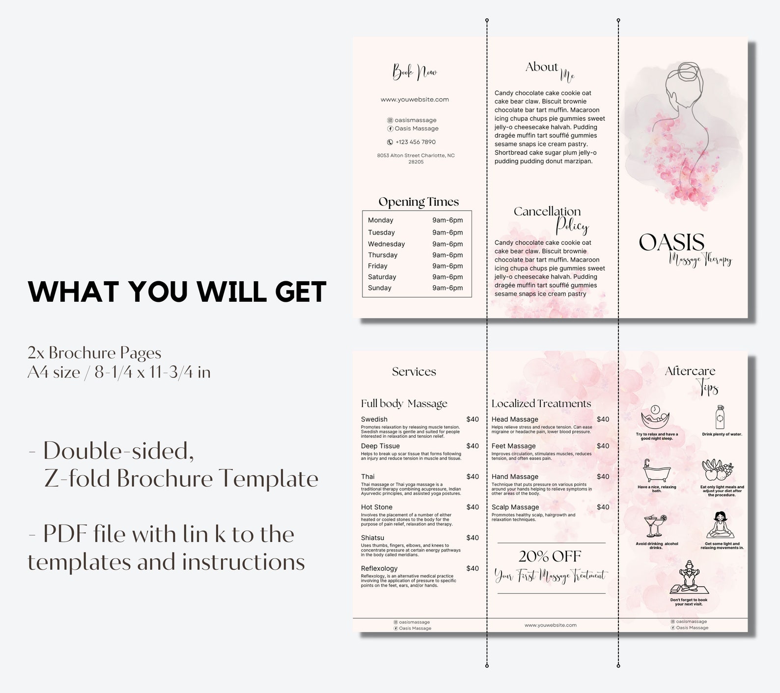 Massage Trifold Brochure I Massage Therapist Brochure I - Etsy