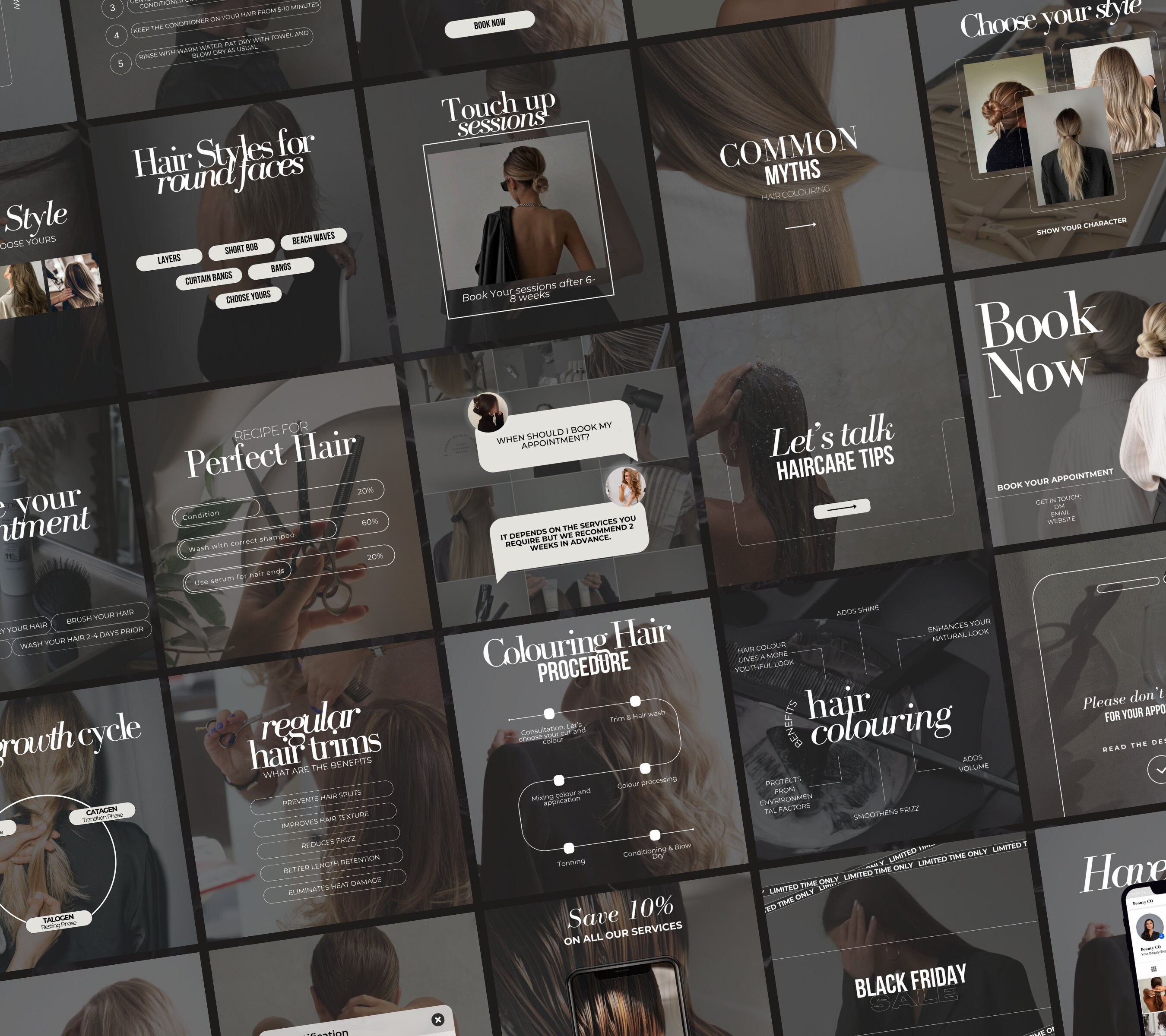 Hairstylist Instagram Templates: Hairdresser Social Media Hair Salon ...