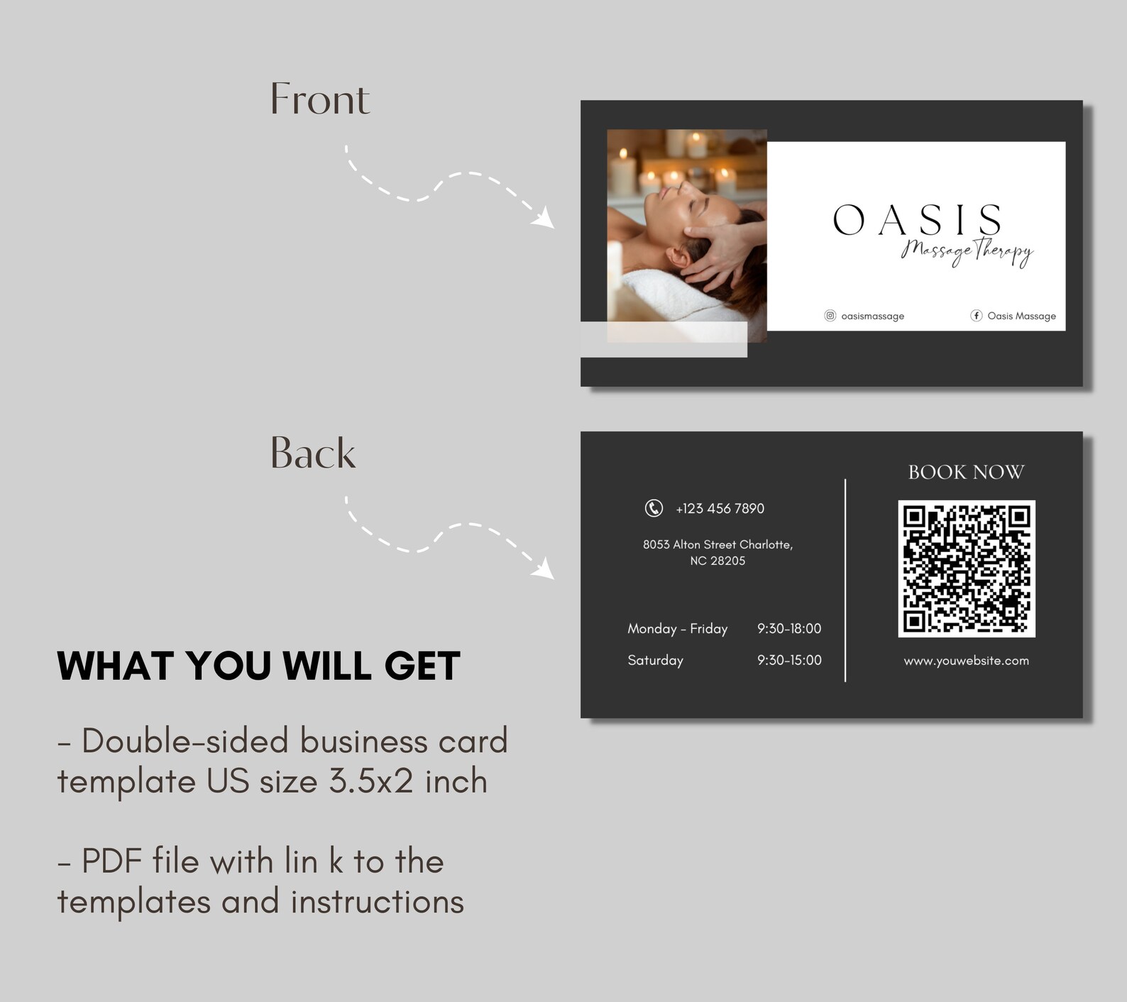 Massage Therapist Business Card Template I Massage Business Etsy 9740