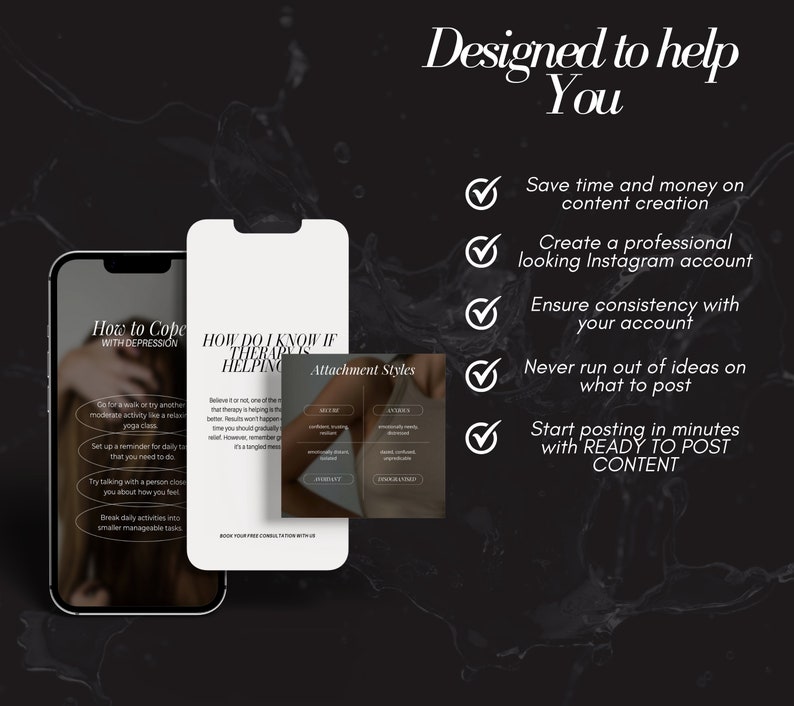 Psychologist Instagram Post Templates, Therapist Instagram Posts and ...