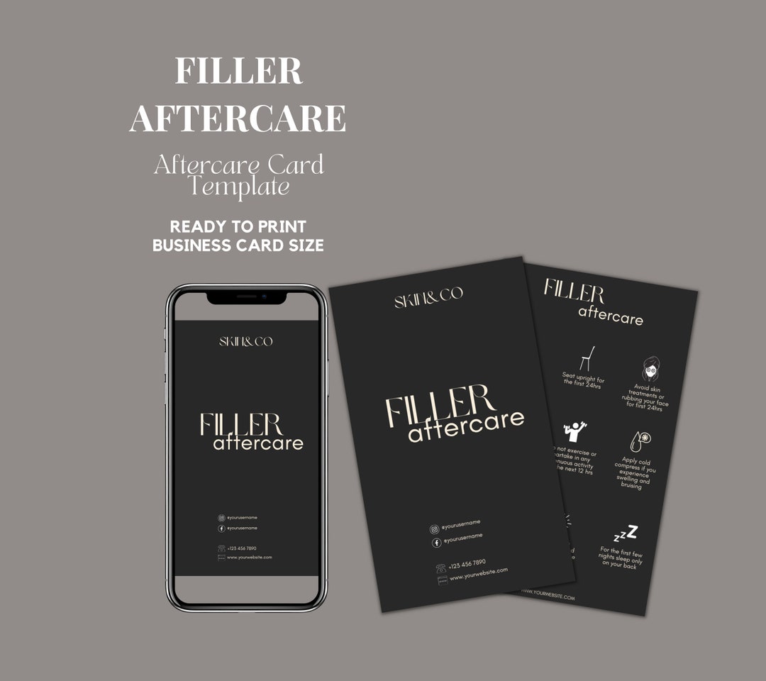 Filler Aftercare Card I Printable Aftercare Card I Nurse Injector ...