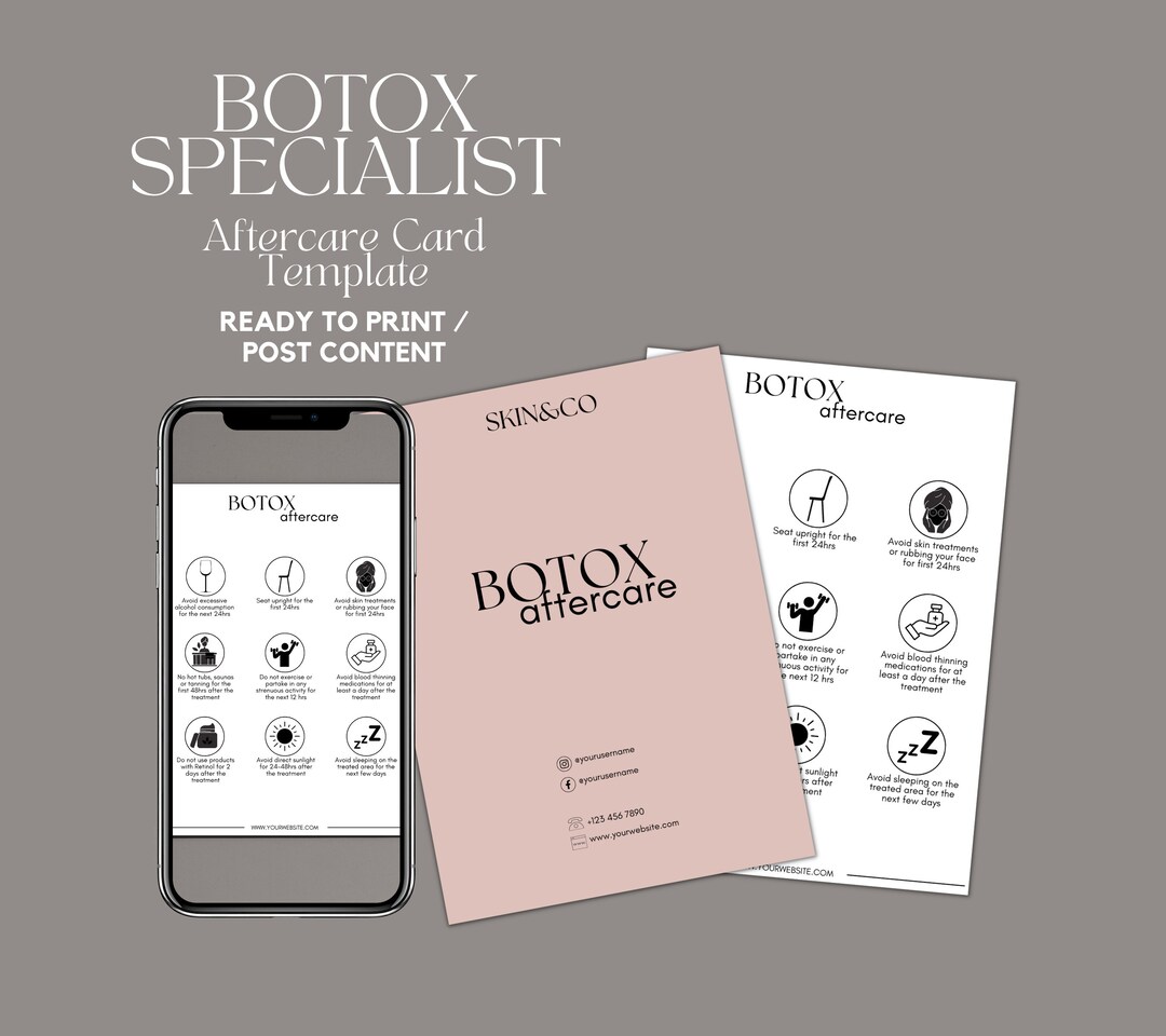 Botox Aftercare Card Template I Printable Aftercare Card Template I ...