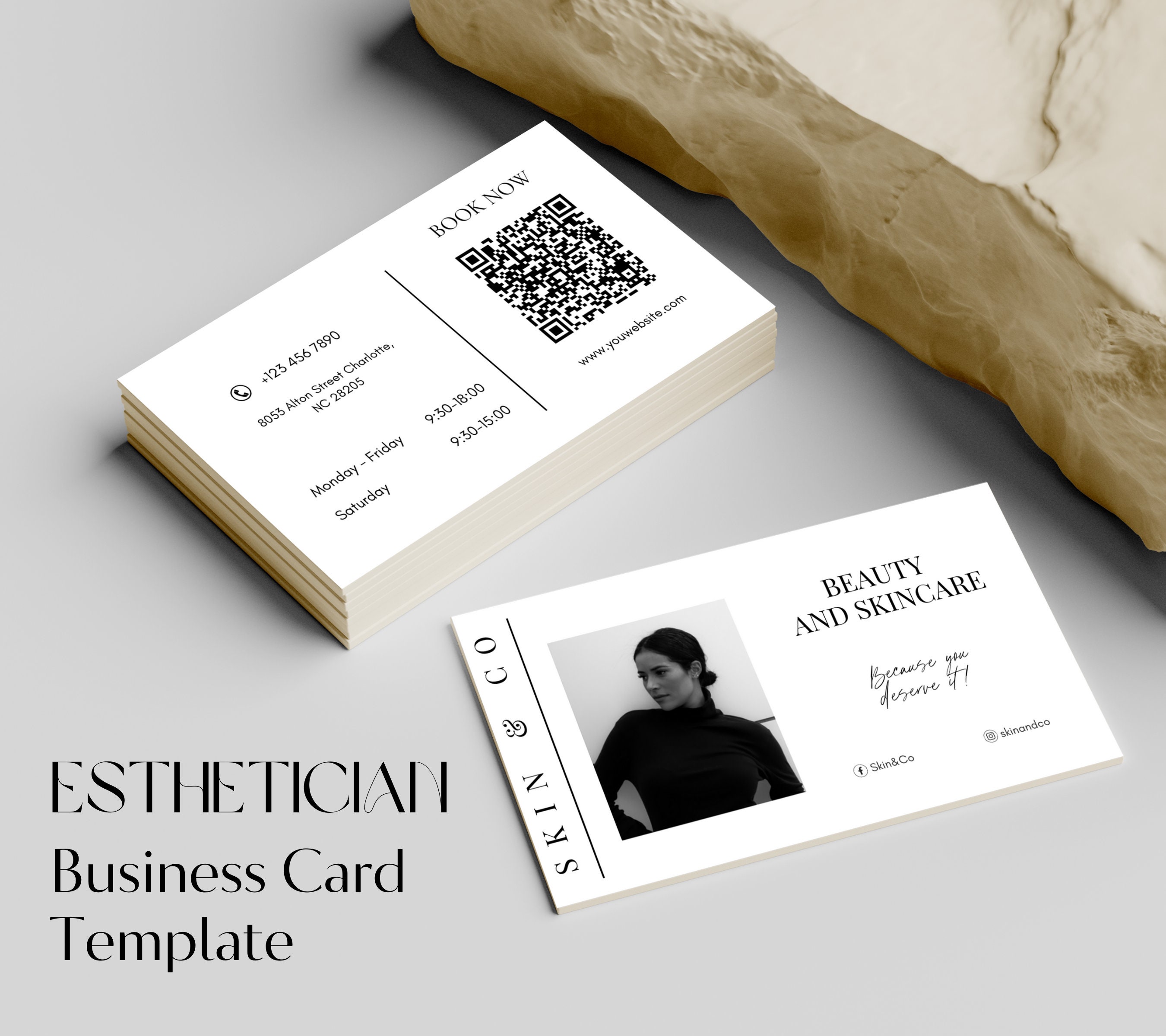 Esthetician Business Card Template | Customizable Branding (digital) - Etsy