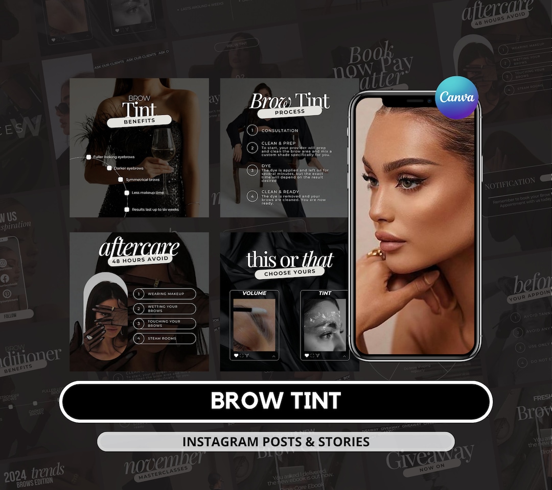 Brow Tint Instagram Templates I Brow Tech Instagram Post I Brow Artist ...
