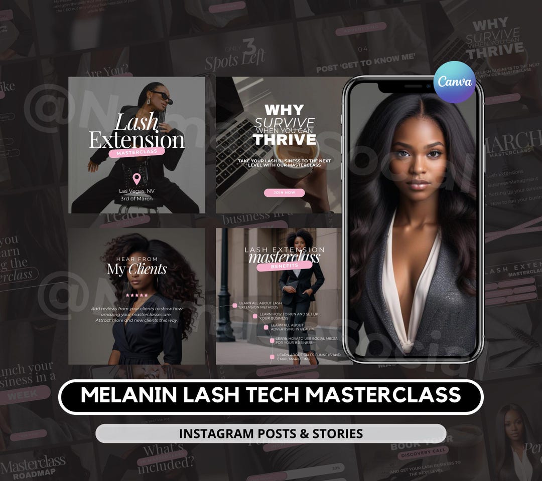 Melanin Lash Tech Masterclass Instagram Templates I Lash Coach I Lash ...
