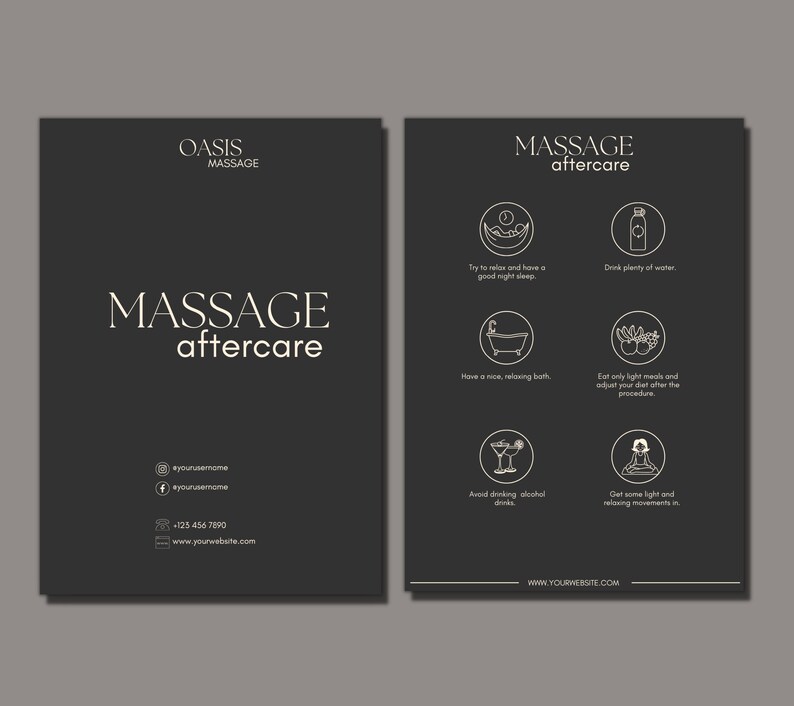 Massage Aftercare Card Template I Printable Aftercare Card I - Etsy