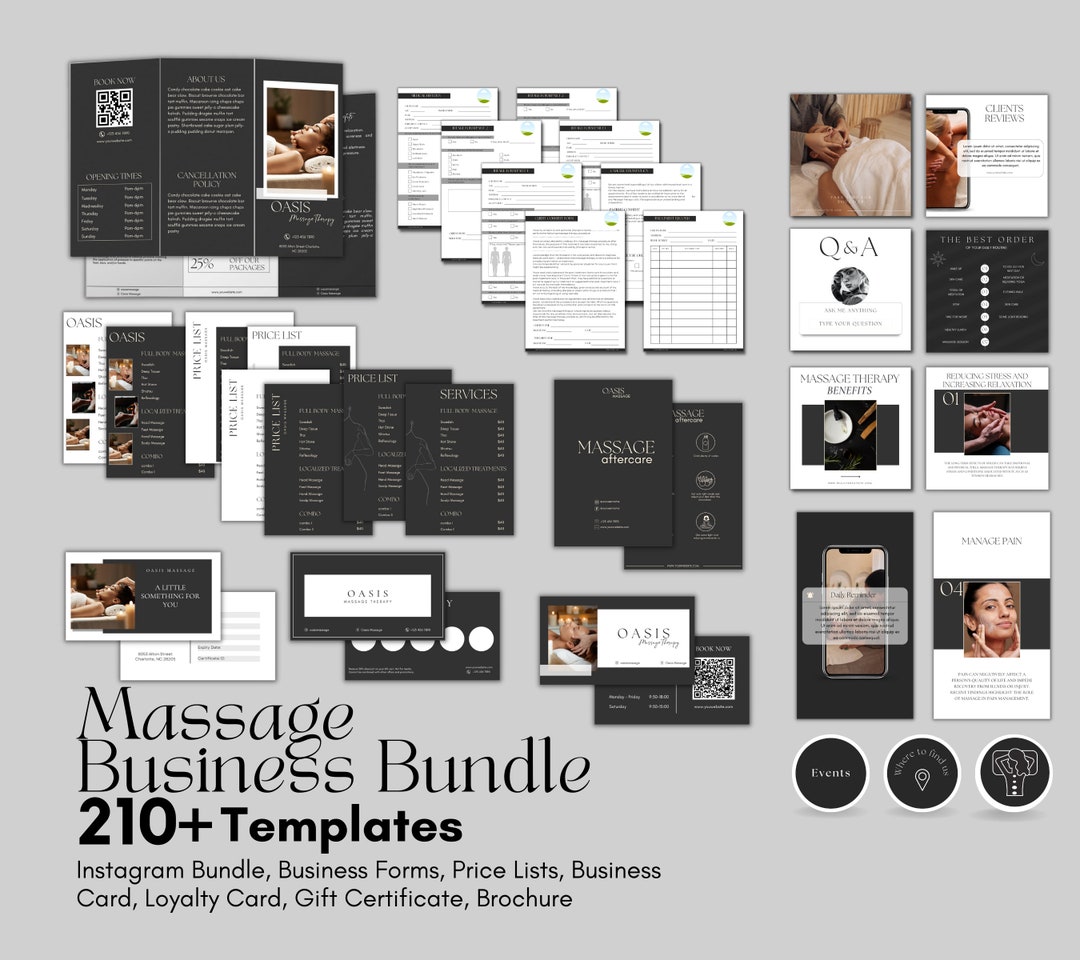 Massage Business Bundle 210 Templates I Massage Therapist Instagram I ...