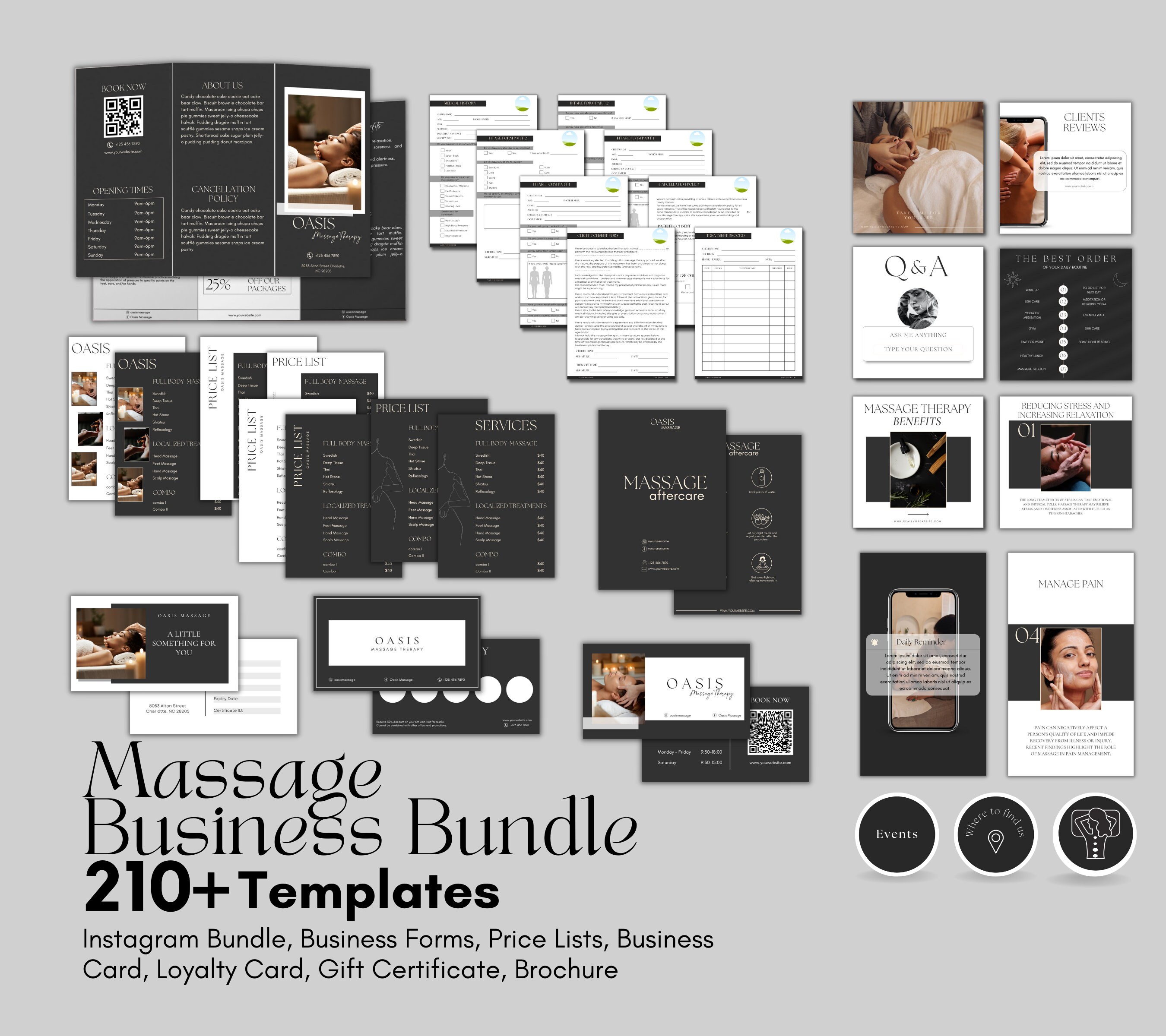 Massage Business Bundle 210 Templates I Massage Therapist - Etsy