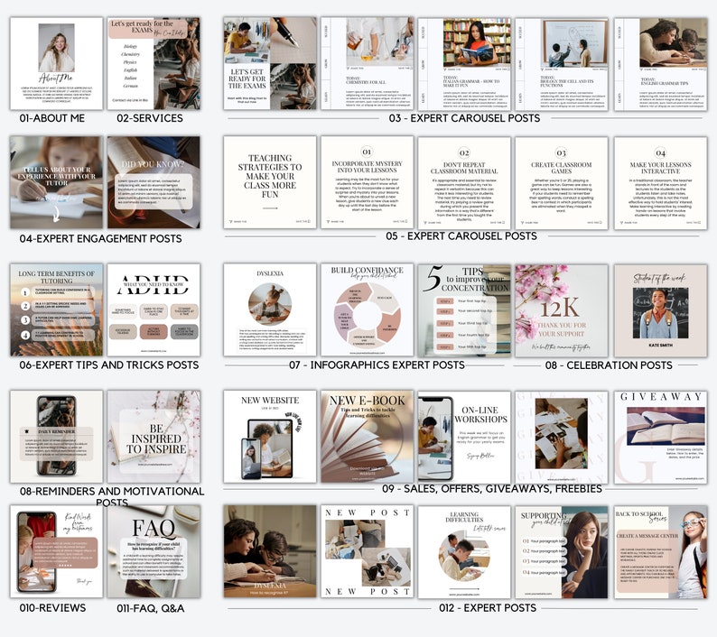 Teacher Instagram Templates Bundle: 70 Posts, 70 Stories, 60 Highlight ...