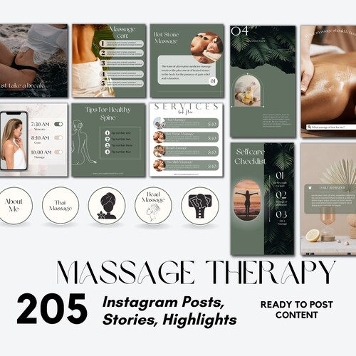 205 Massage Instagram Therapist Bundle Templates Massage Etsy