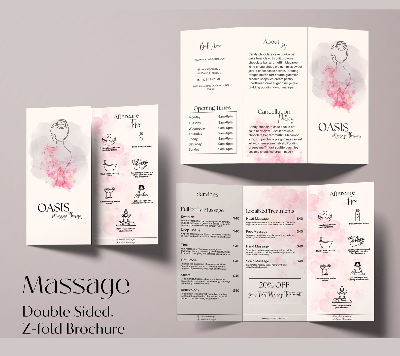 Massage Trifold Brochure I Massage Therapist Brochure I - Etsy