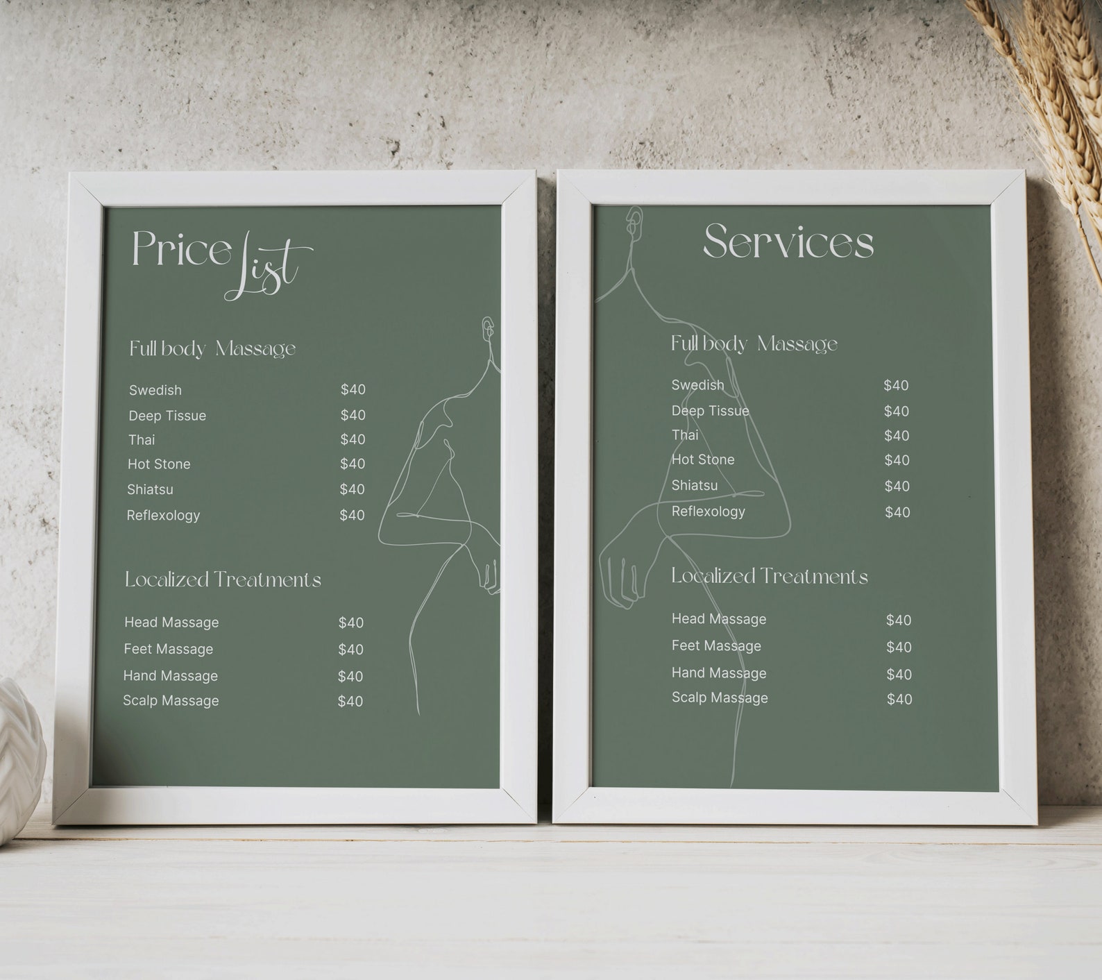 Massage Price List Templates Printable Pricing Guide - Etsy
