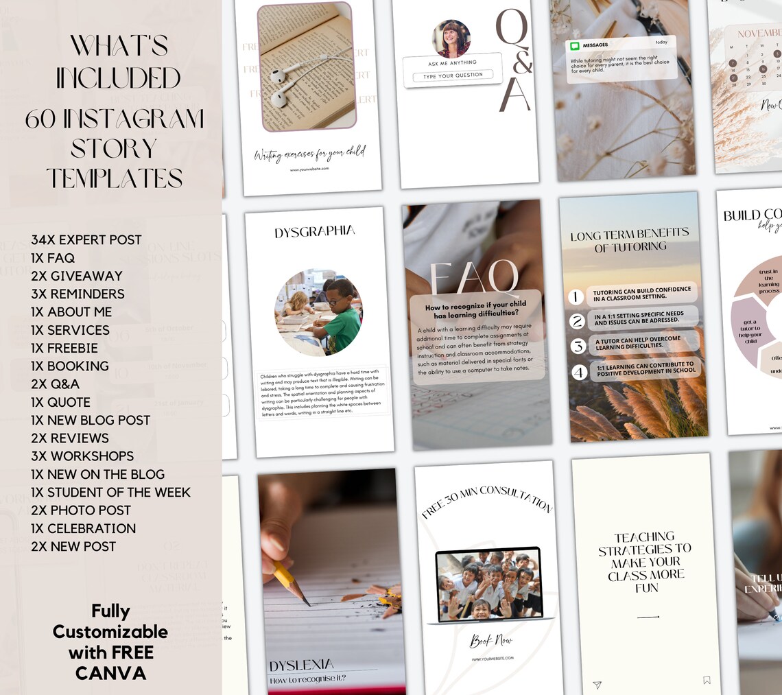 Teacher Instagram Templates Bundle: Editable Posts, Stories, Highlights ...
