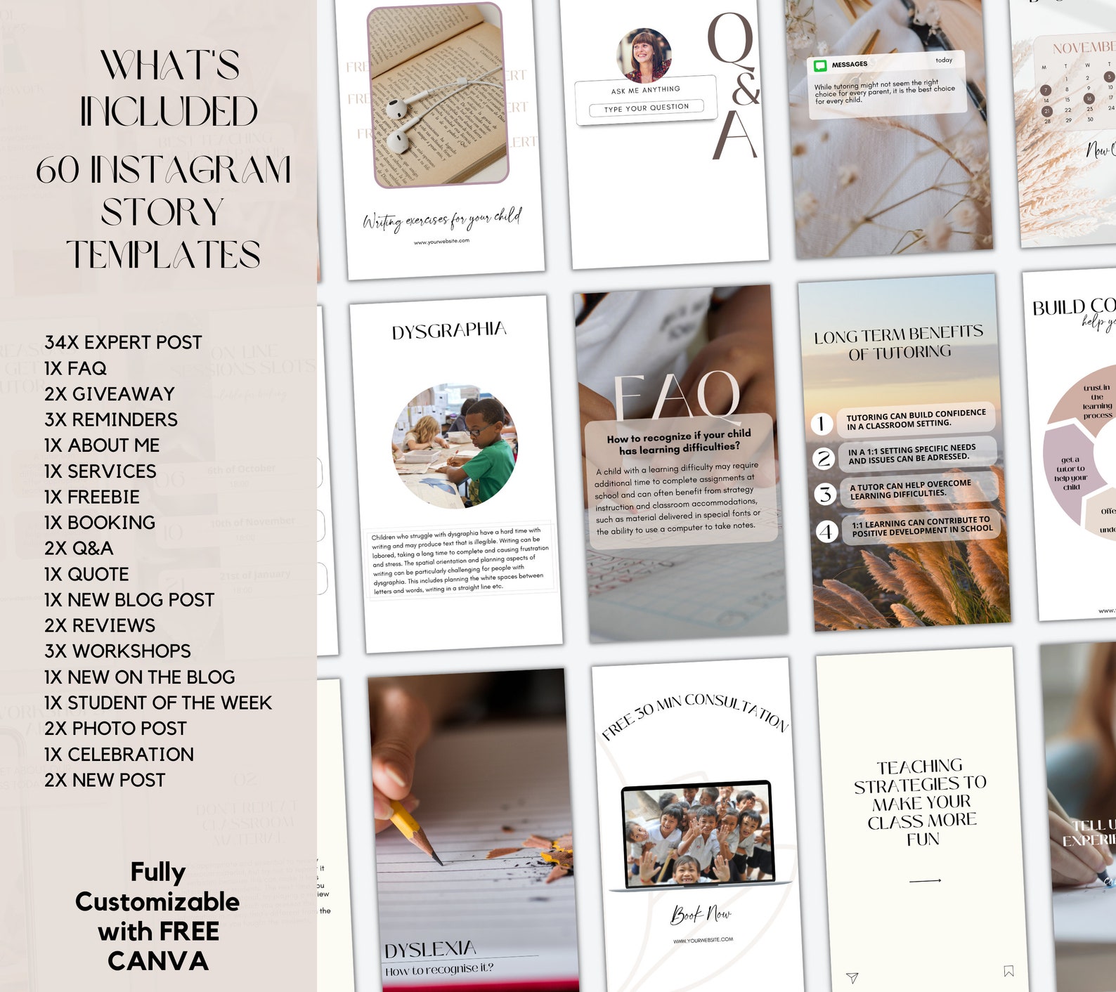 Teacher Instagram Templates Bundle: Editable Posts, Stories, Highlights ...
