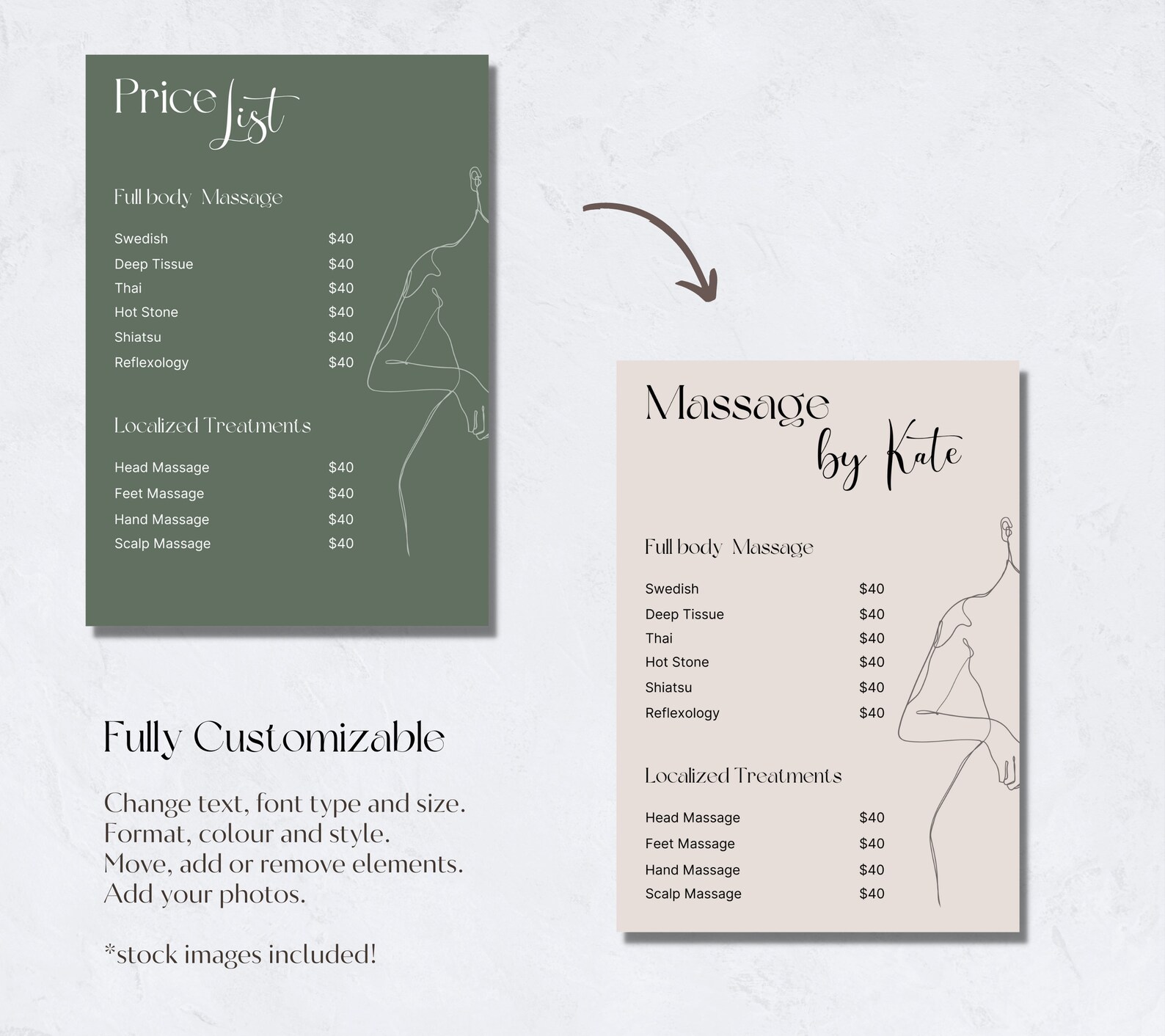 Massage Price List Templates Printable Pricing Guide Etsy