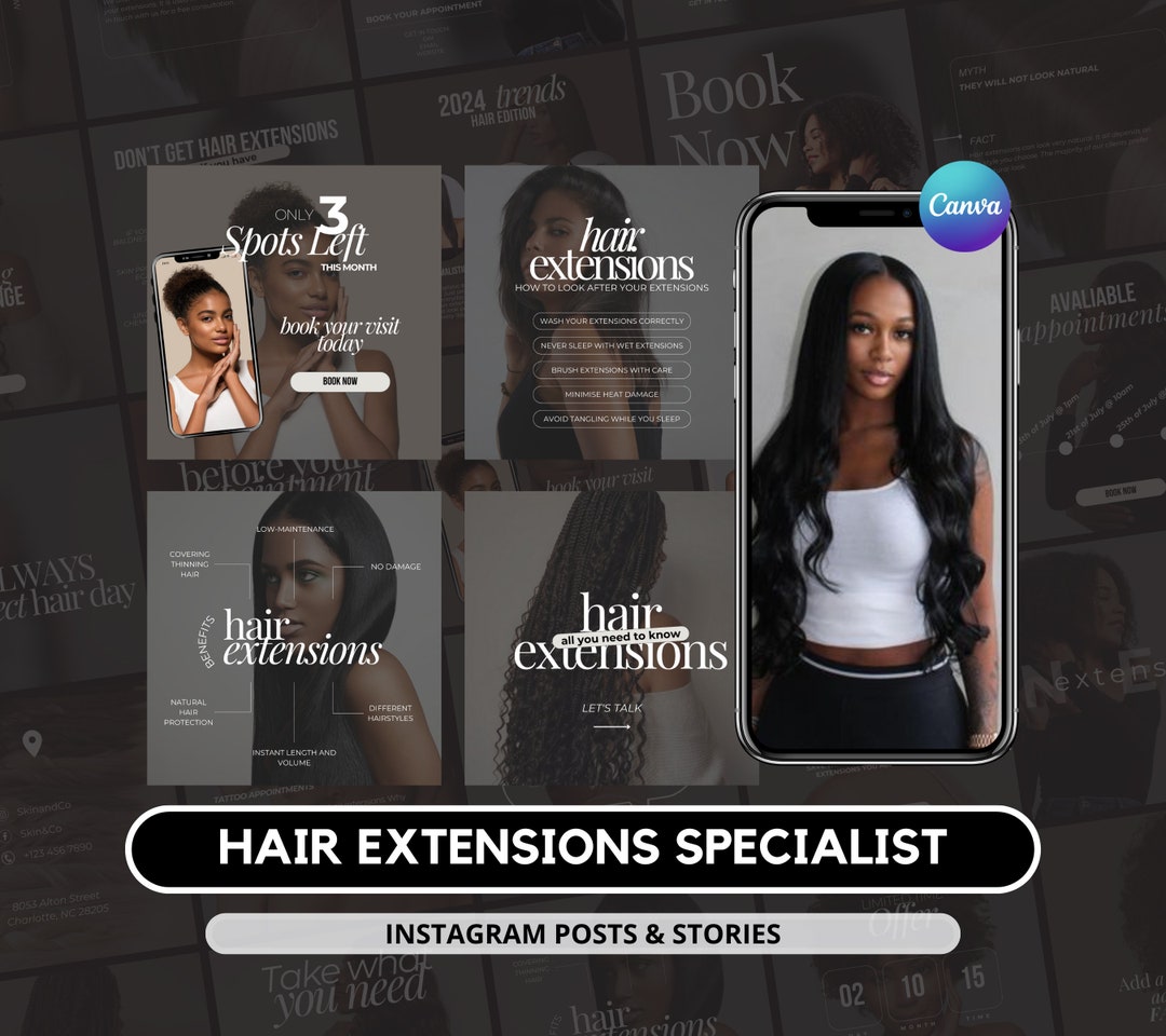 Hair Extensions Specialist Instagram Templates I Hair Extensions Social ...