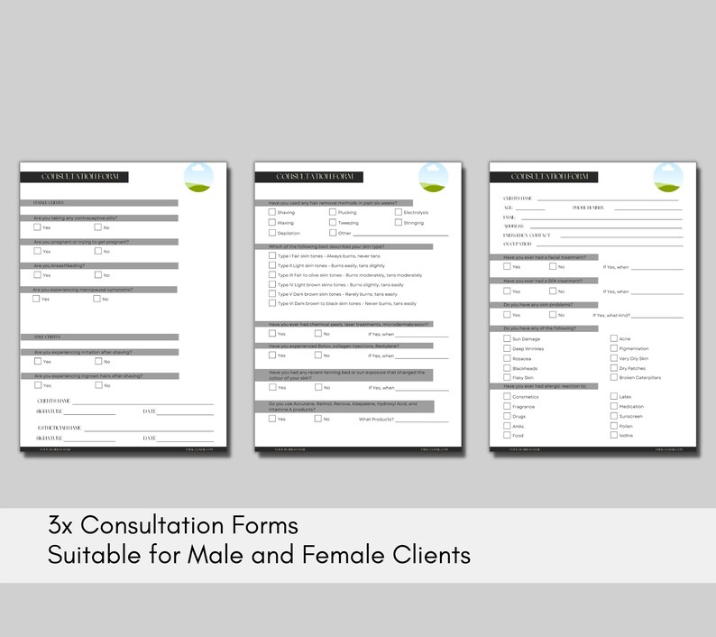 Printable Esthetician Forms Client Intake Form Skincare - Etsy