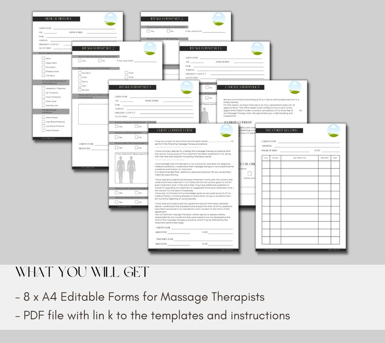 Printable Massage Therapist Forms Editable Massage Consent - Etsy