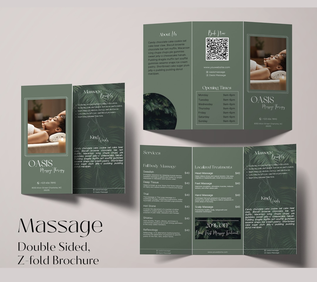 Massage Trifold Brochure I Massage Therapist Brochure I Printable ...