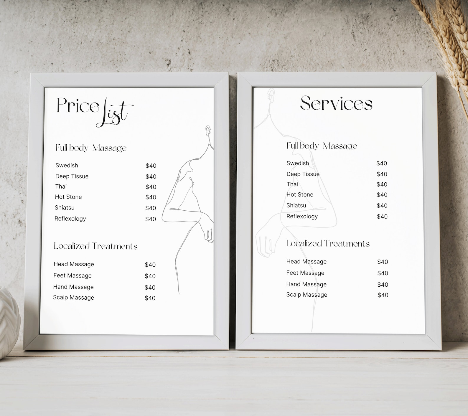 Massage Price List Templates Printable Pricing Guide Etsy Uk