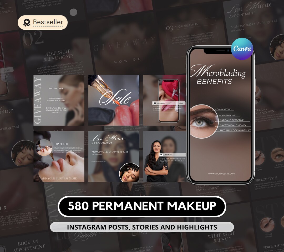 Permanent Makeup Instagram Templates | PMU Social Media Branding ...