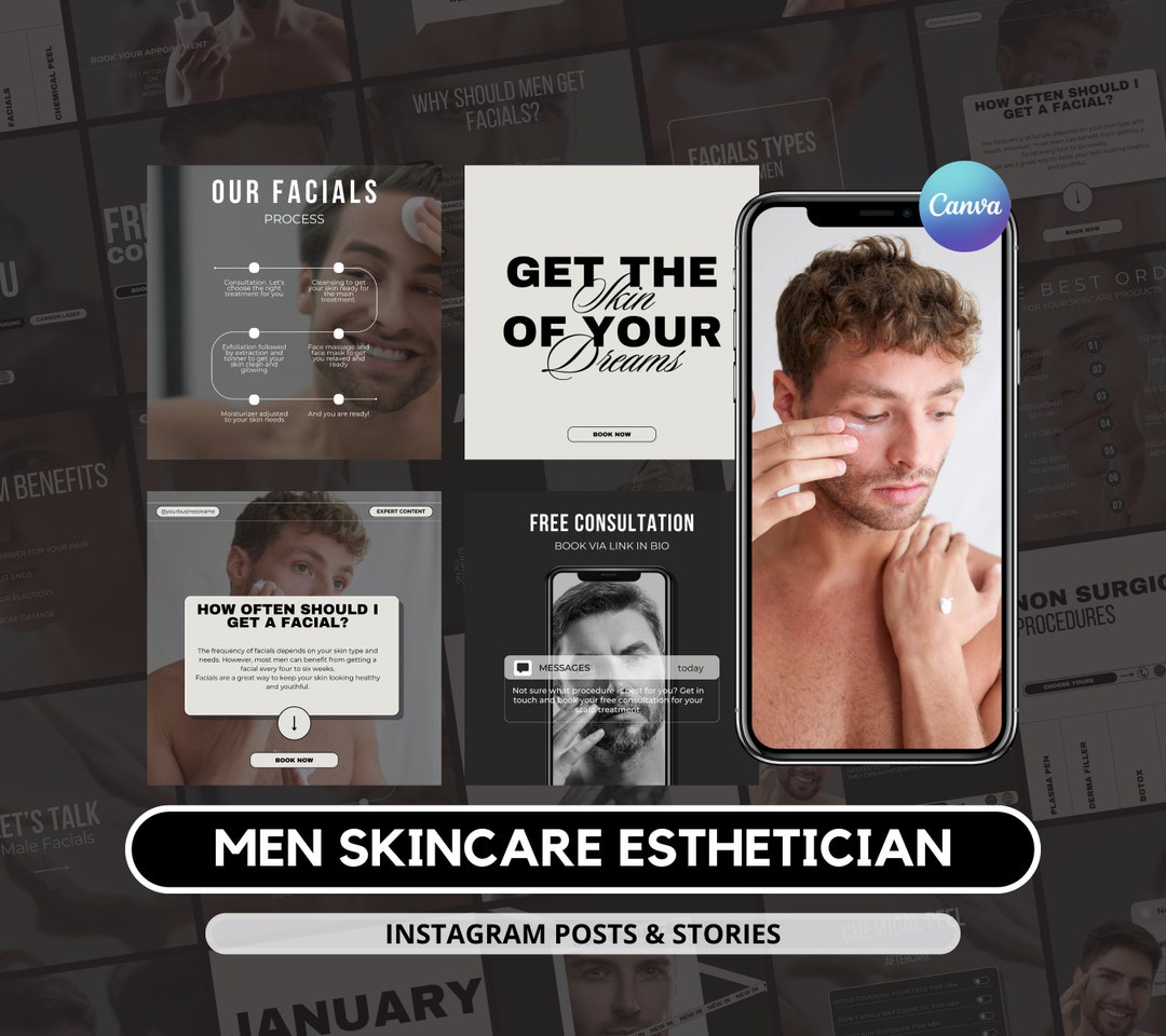 Men Skincare Esthetician Instagram Templates I Skincare Post I Men ...