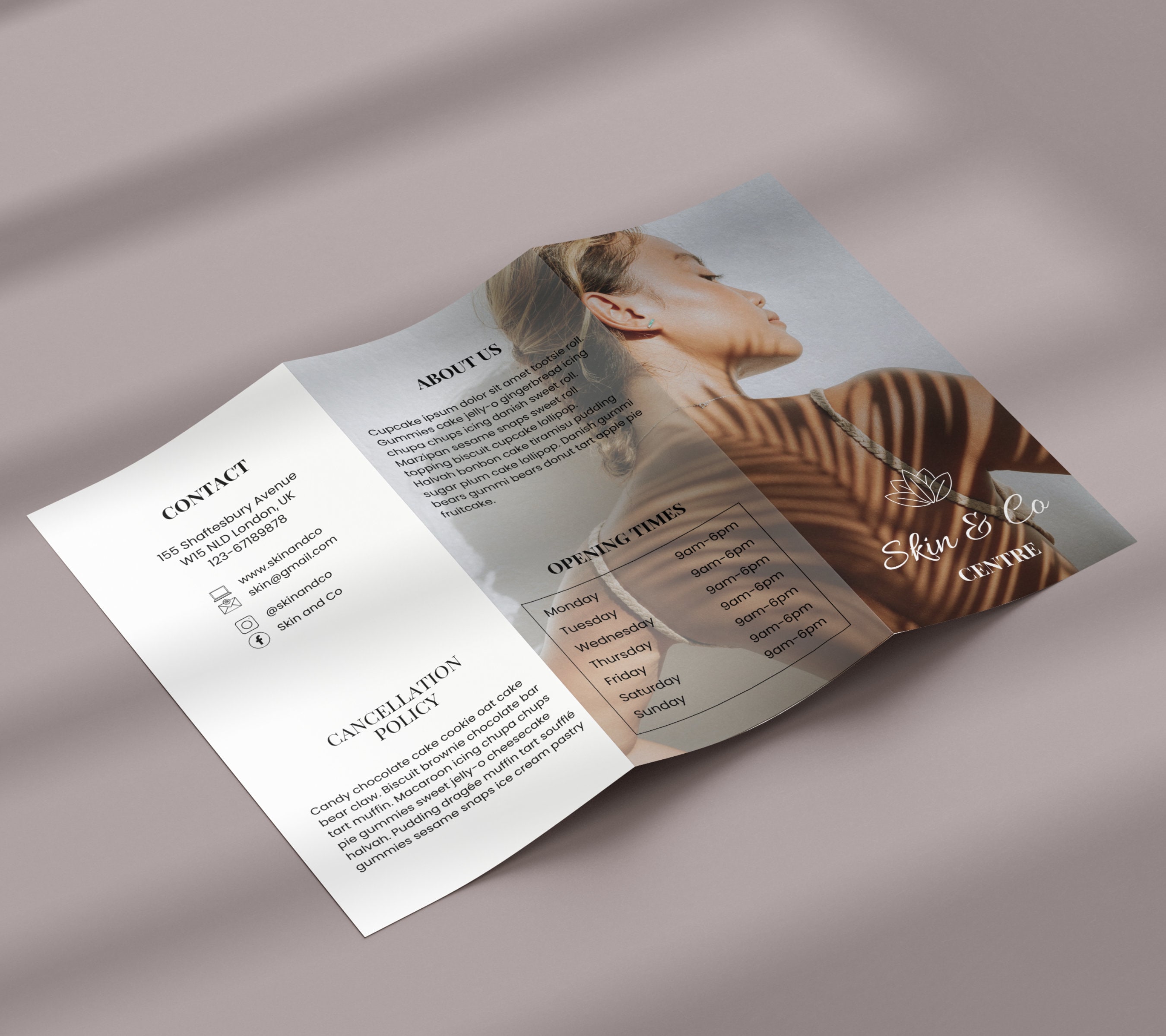 Esthetician Trifold Brochure Spa Brochure Template Printable - Etsy