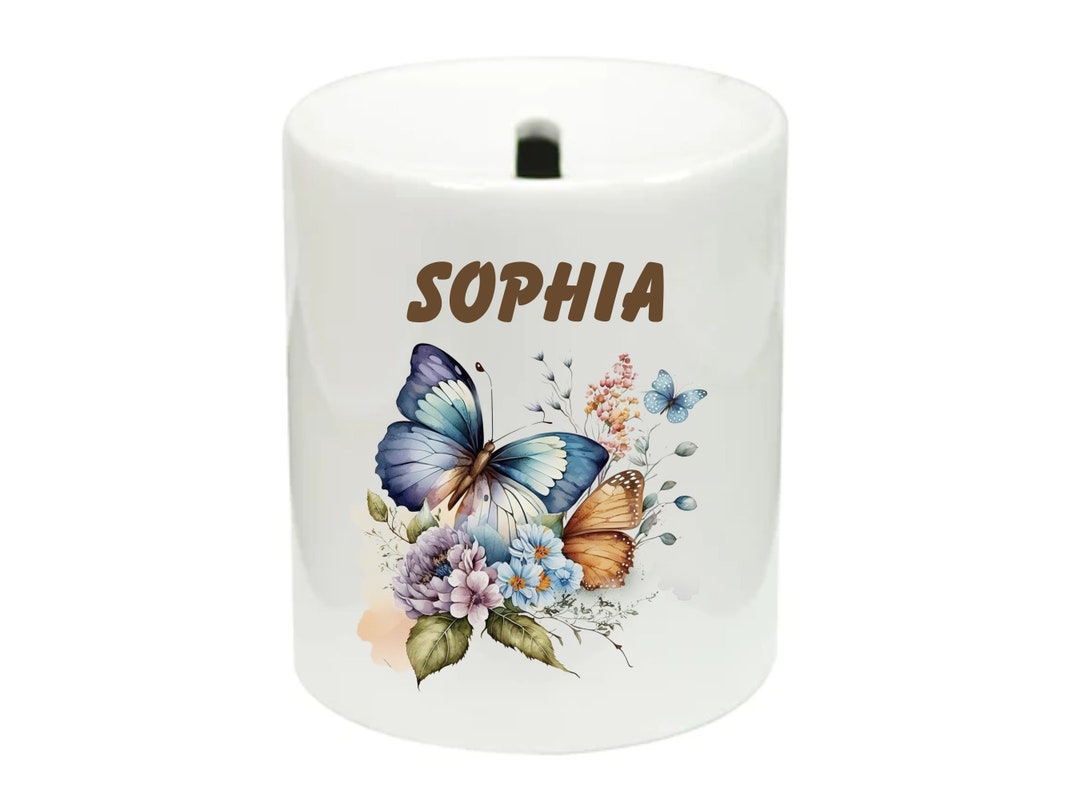 Personalized Coin Bank - Butterfly Kids Coin Bank - Girl Money Bank ...
