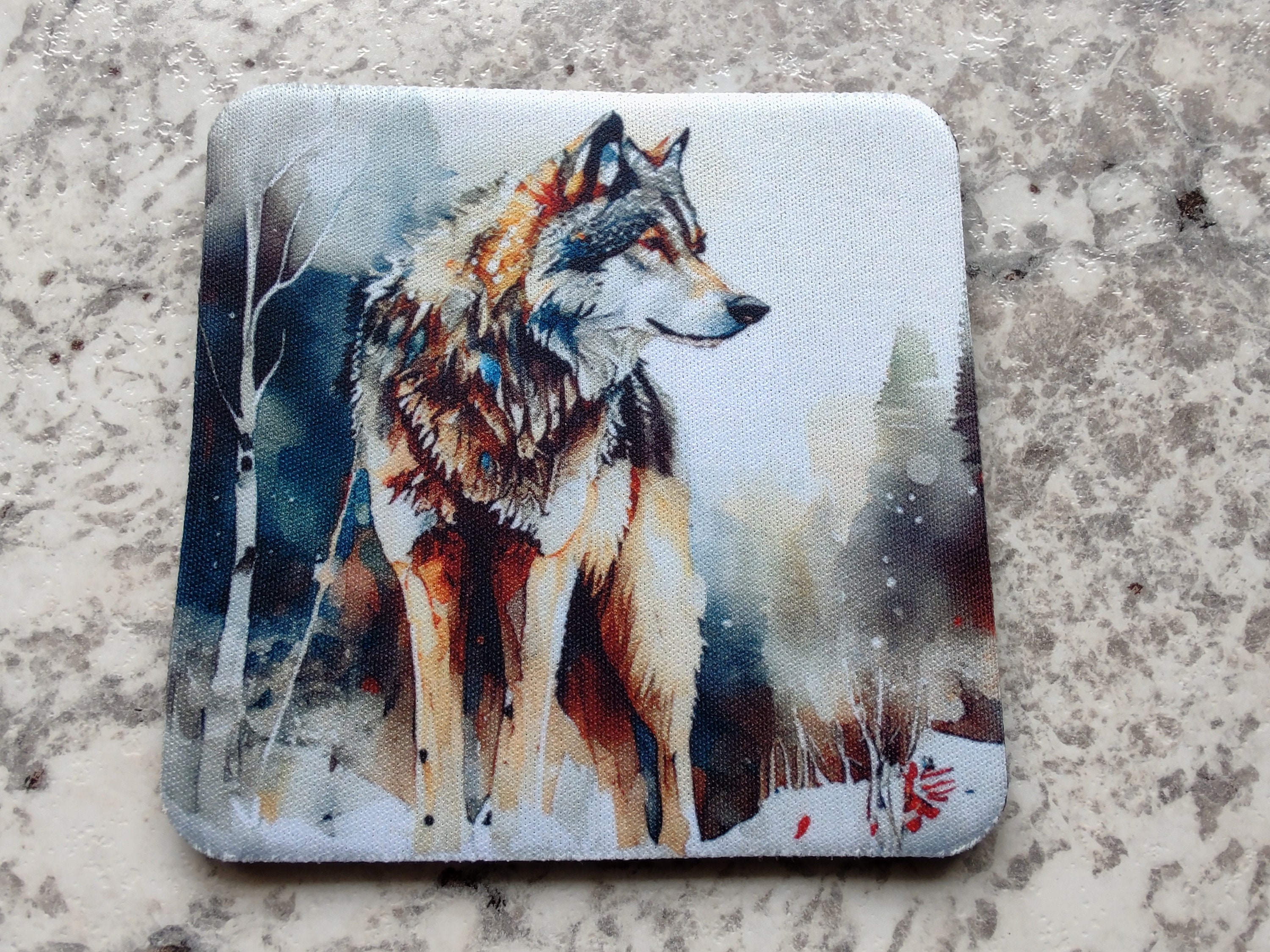Wolf Beverage Coasters - 6 Beautiful Wolf Coasters- 3.93x3.93 Anti-skid ...