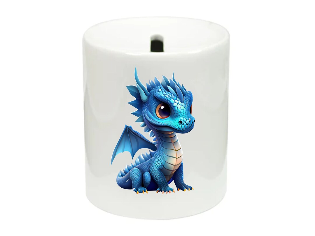 Ceramic Baby Blue Dragon Money Box Coin Bank - Kids Money Coin Bank ...
