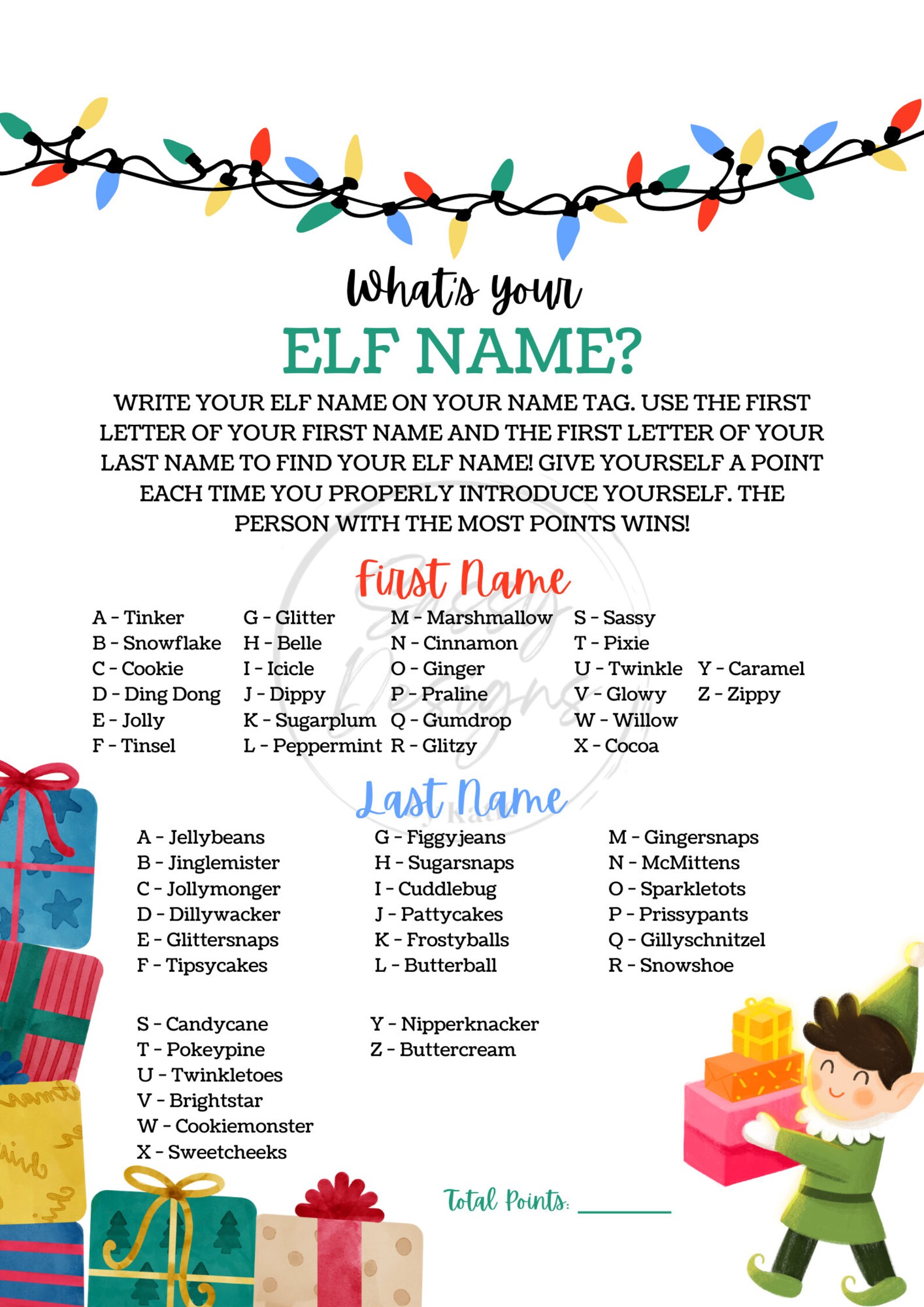 Christmas What is Your Elf Name Game Printable Kids & Adults - Etsy
