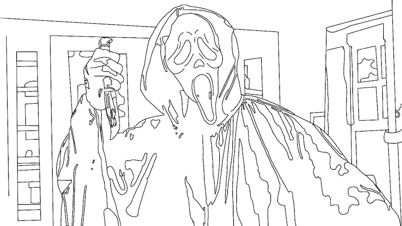 Printable Scream Colour Page - Horror Colouring Page - Etsy