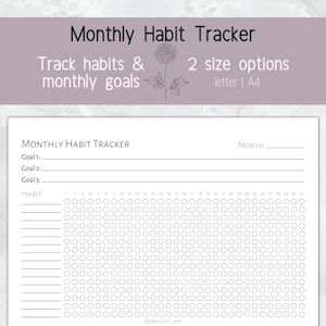 Monthly Habit Tracker | Goal Setting | Habit Tracking | Printable ...