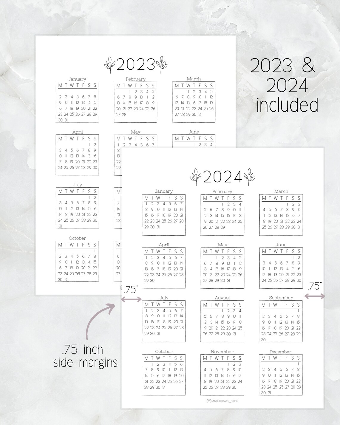 Monthly Calendar 2023 & 2024 Calendar Monthly Calendar Printable ...