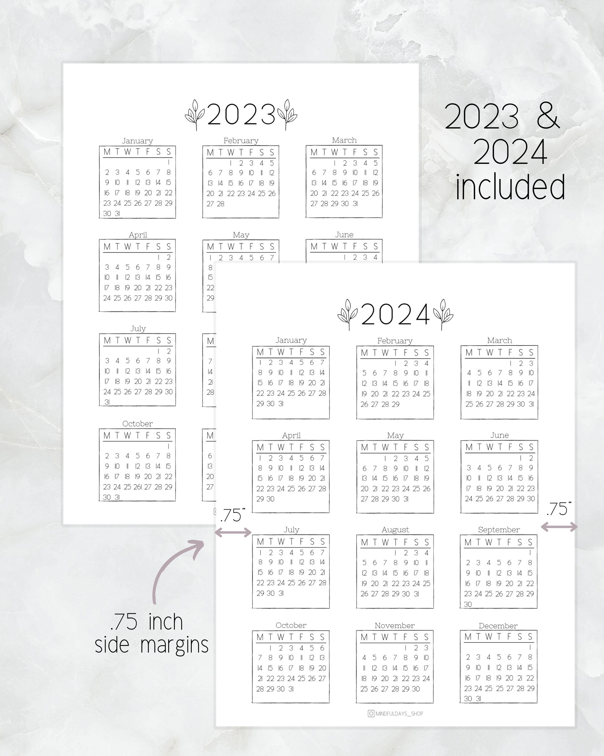 Monthly Calendar 2023 & 2024 Calendar Monthly Calendar Printable ...