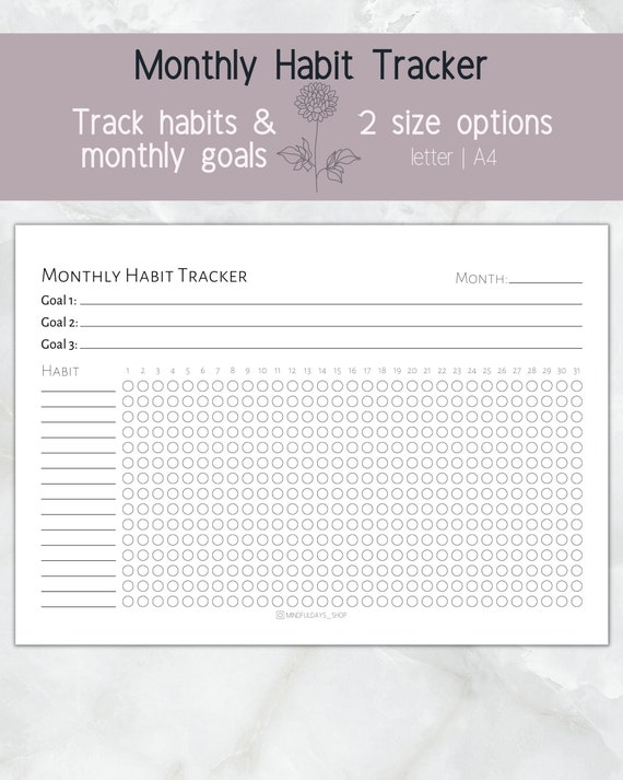 Monthly Habit Tracker Goal Setting Habit Tracking - Etsy