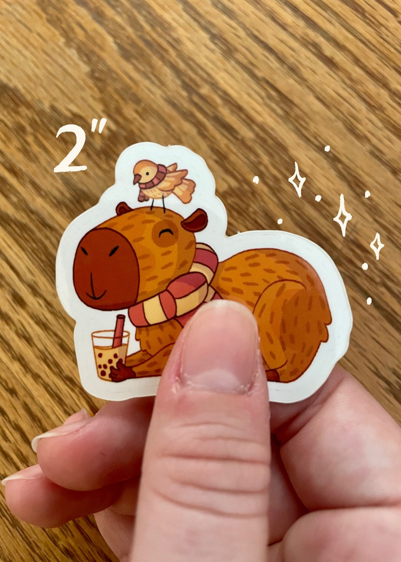 Boba Capybara Vinyl Sticker - Etsy