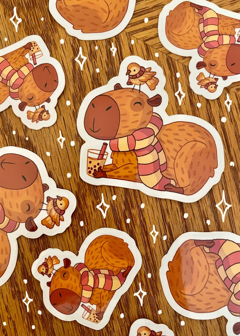 Boba Capybara Vinyl Sticker - Etsy