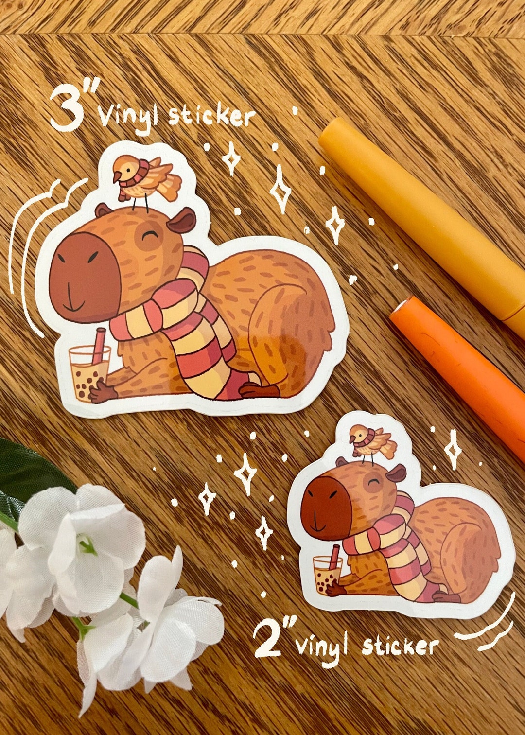 Boba Capybara Vinyl Sticker - Etsy