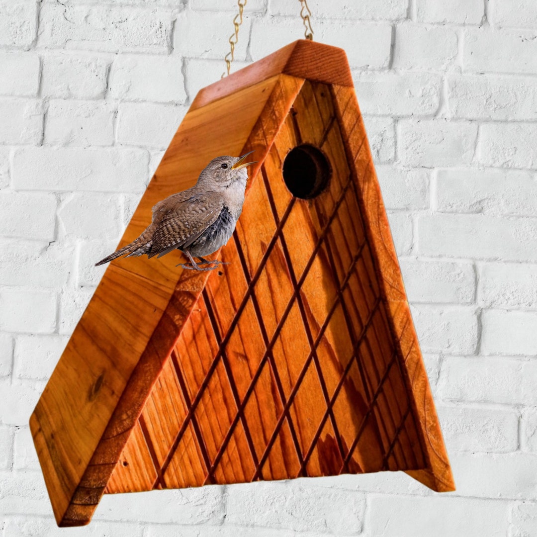 Birdhouse A-frame Cedar Art Deco Yard Art by Nestedaloftartisans - Etsy