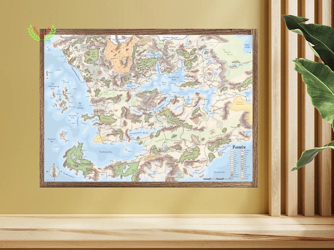 Map of Faerun Poster, Canvas Wall Art Decor, Canvas Art Print, Famaliy ...