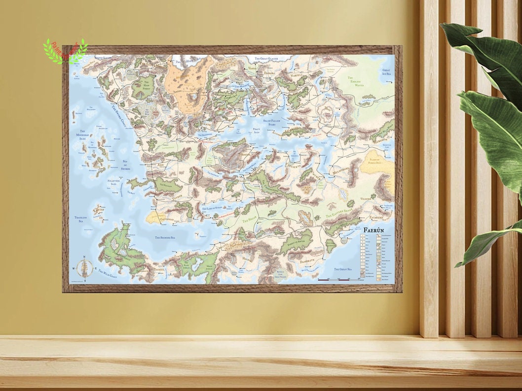 Map of Faerun Poster, Canvas Wall Art Decor, Canvas Art Print, Famaliy ...