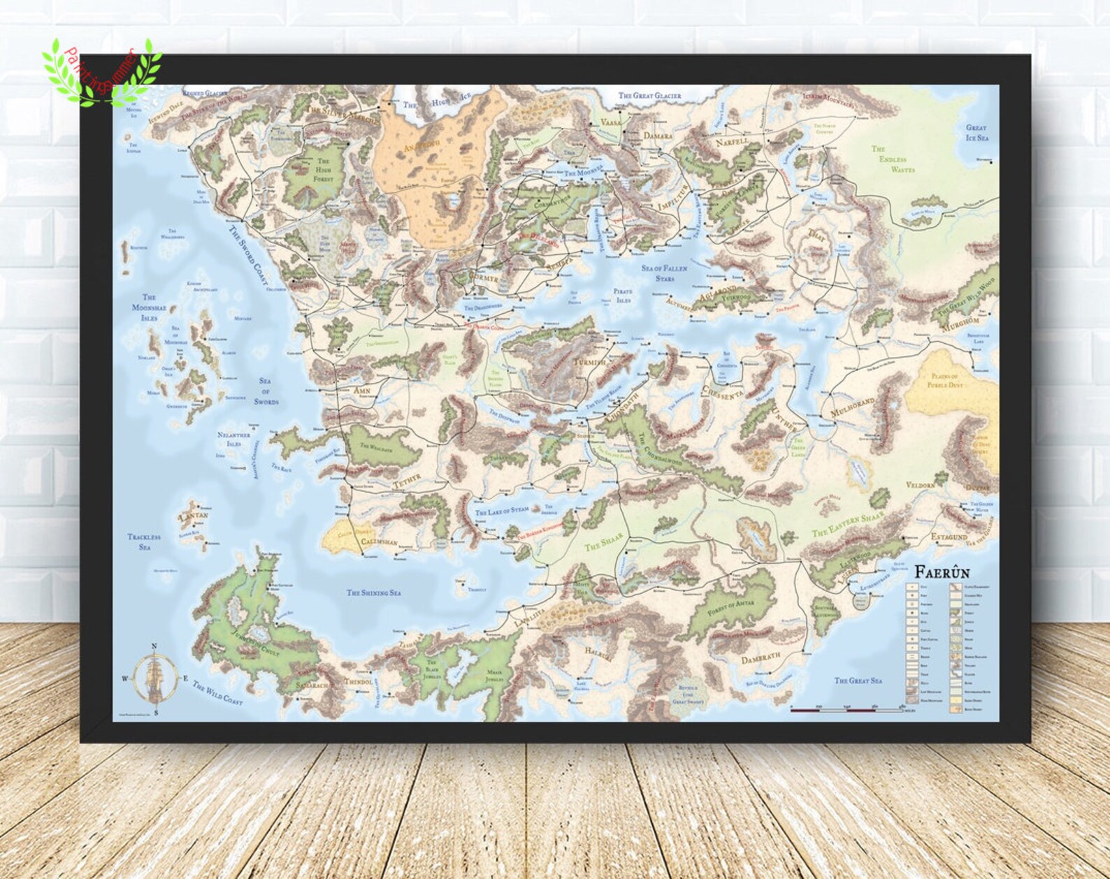 Map of Faerun Poster, Canvas Wall Art Decor, Canvas Art Print, Famaliy ...